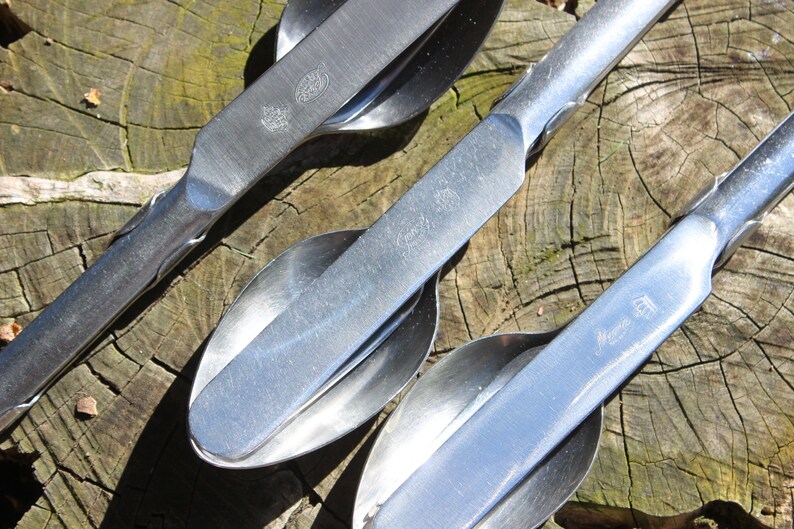 Swedish Army 3 Piece Knife Fork & Spoon Stainless Steel Field Cutlery ...