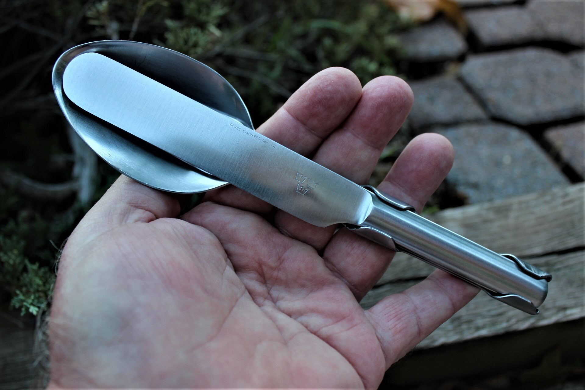 Swedish Army 3 Piece Knife Fork & Spoon Stainless Steel Field Cutlery ...