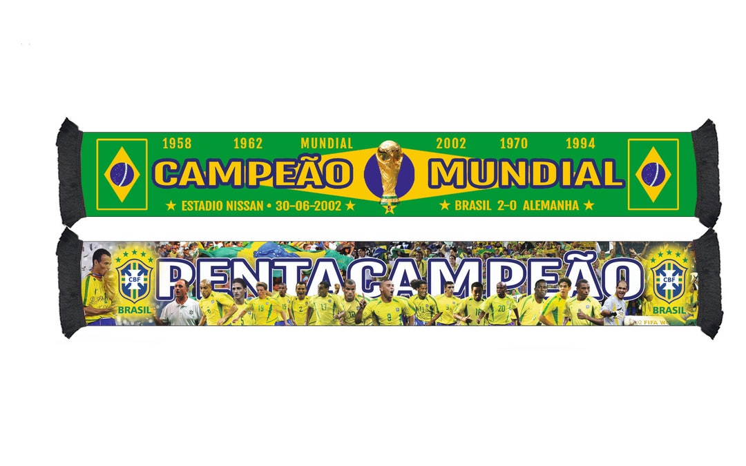 Scarf Brazil Brasil Winner World Cup 2002 Campeoes Champions 2 Sides ...