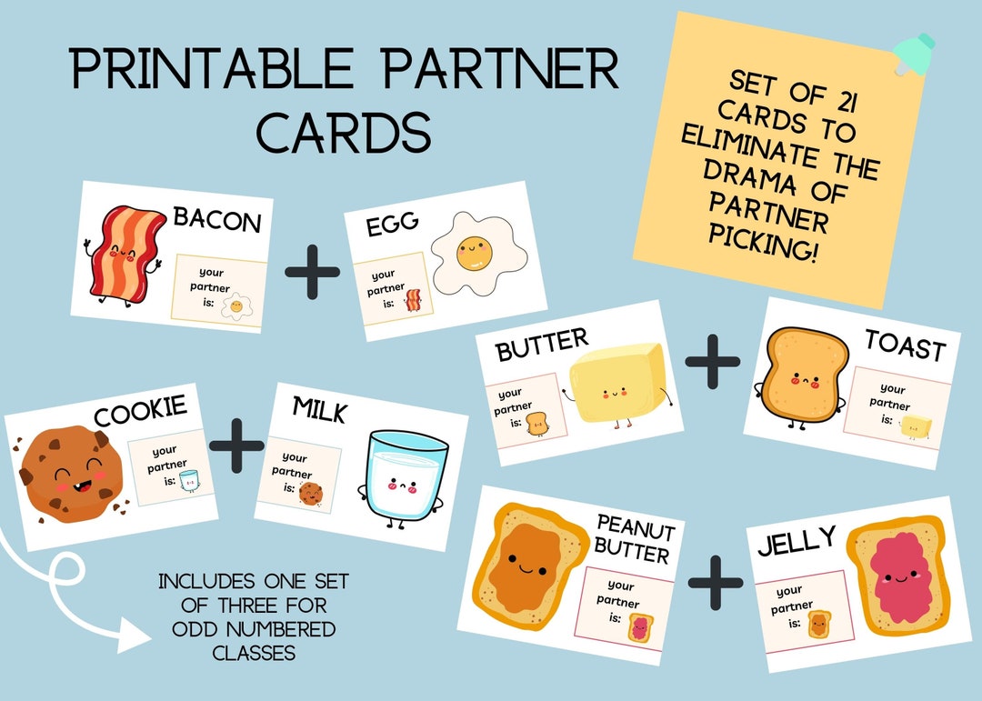 Time to Pair Upclassroom Printable Partner Cards - Etsy