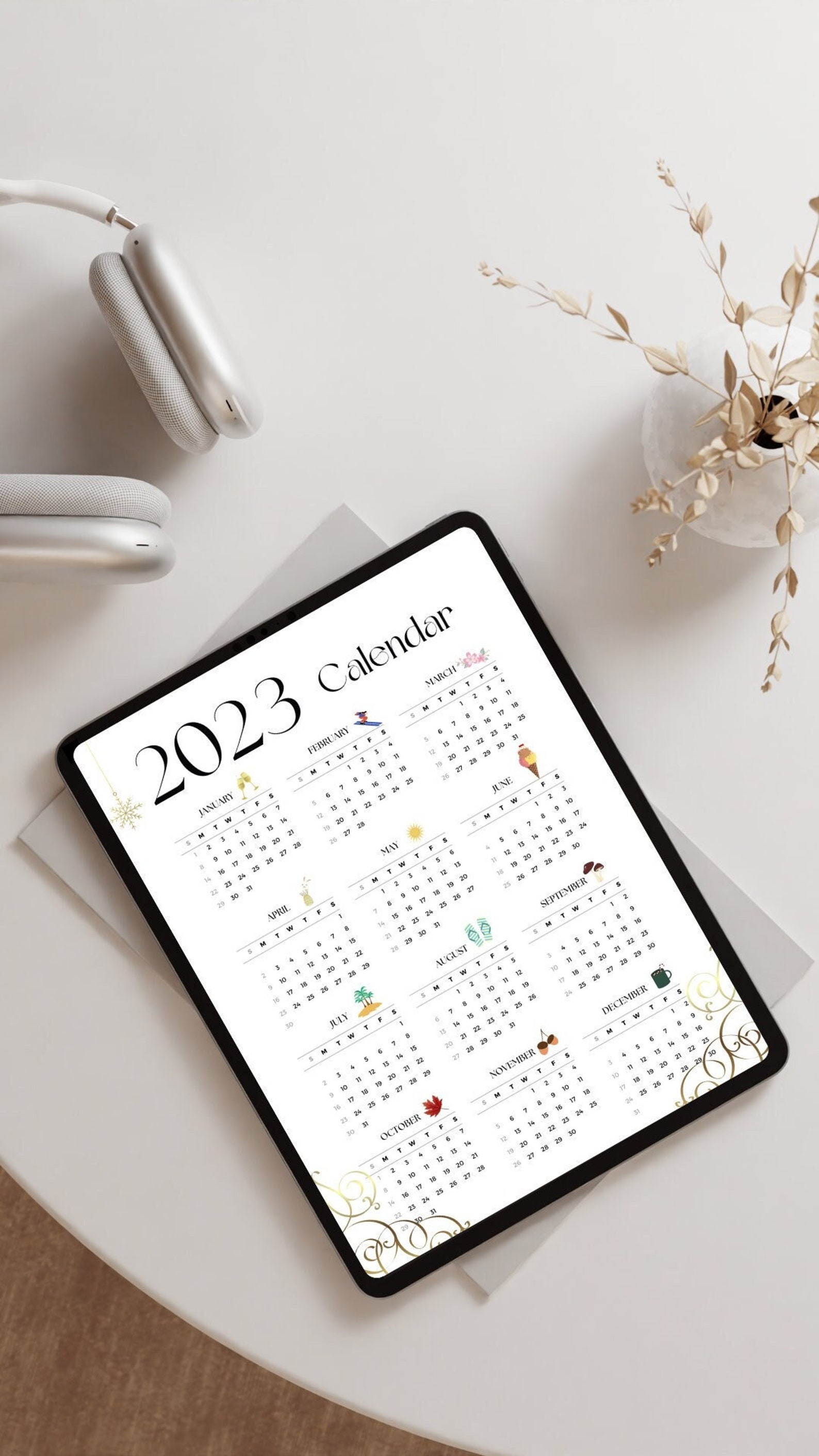 2023 Calendar Printable, Printable Calendar 2023, Calendar 2023, Custom ...