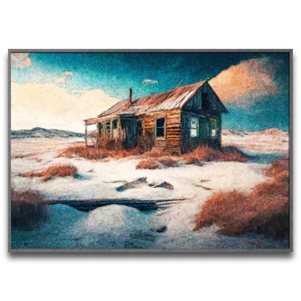 Log Cabin Painting - Etsy