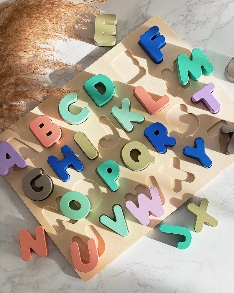 Wooden Alphabet Puzzle - Etsy UK