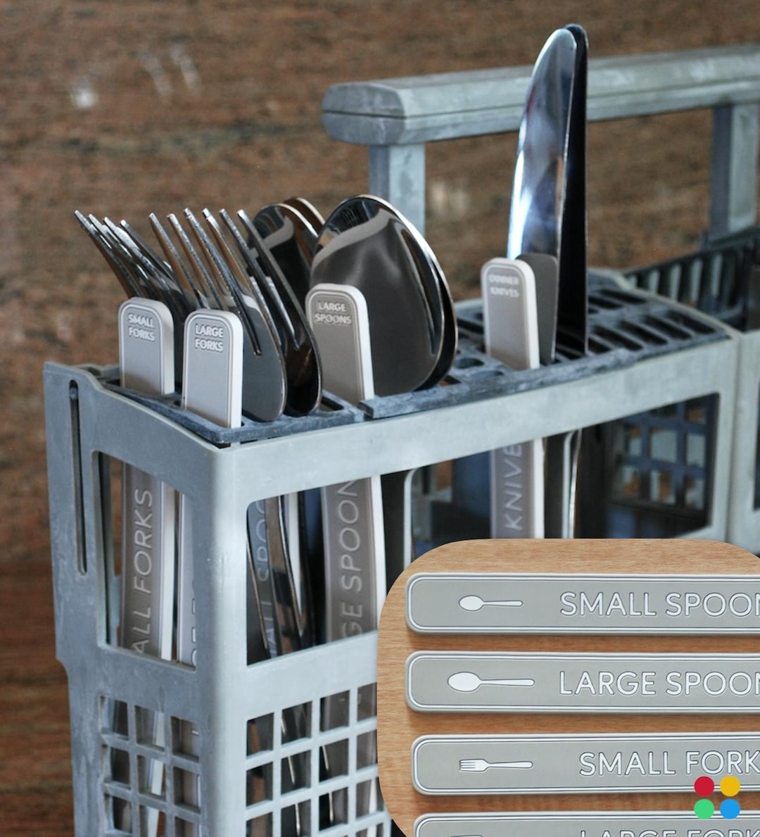 Dishwasher Utensil Organizer Labels: Quick Sorting, Silicone, 3 Colors ...