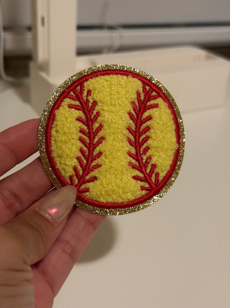 Softball Iron-on Chenille Patch 3 in / Trucker Hats / Jean Jacket Accessories / Houston / Iron ...
