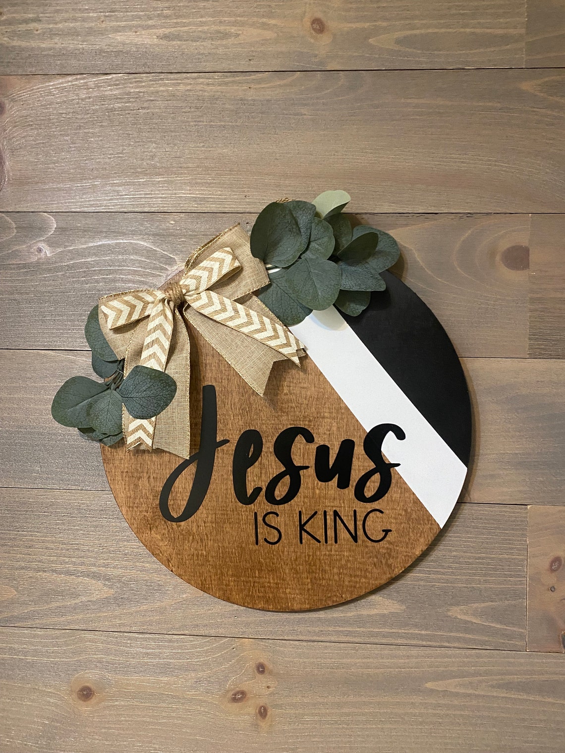 15” Jesus is King Door Hanger | Porch Decor | Wreath | Wood Round ...