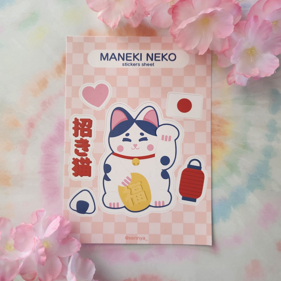Maneki-neko Stickers Sheet - Etsy