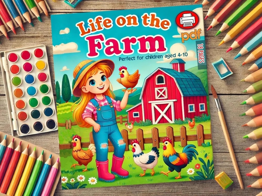 Life on the Farm – Printable Coloring Book PDF Heartwarming Countryside ...