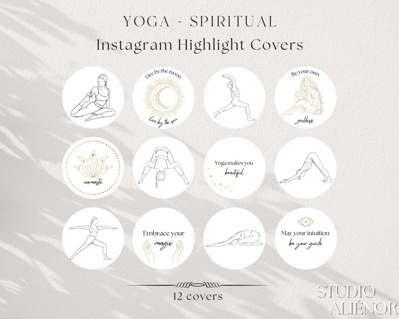 12 Yoga Instagram Story Highlight Covers | Minimalist Line Art Yoga ...