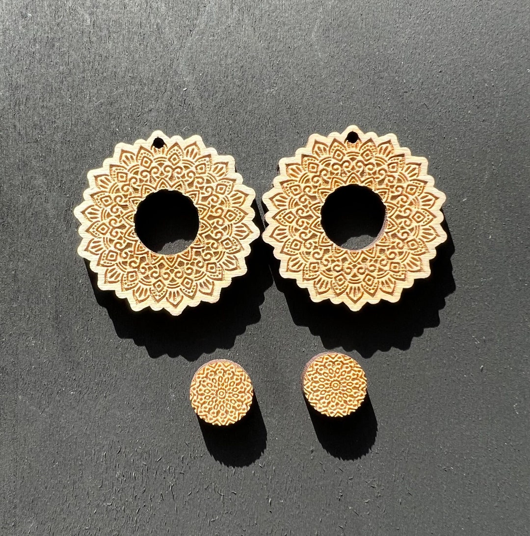 Mandala Aztec Sunflower Stud Option Earring Laser File, Pdf, Svg, Dxf ...