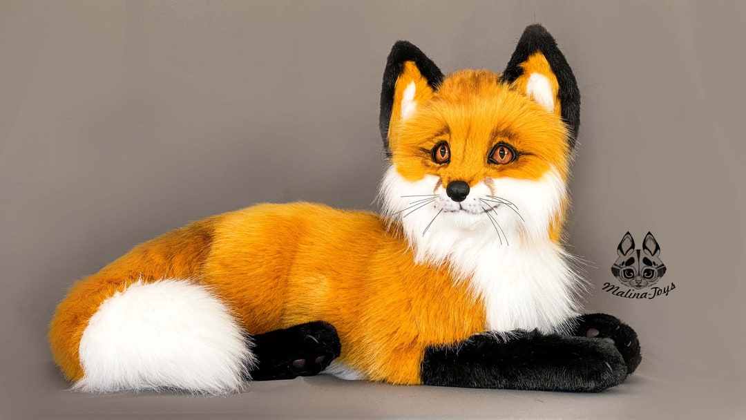 Stuffed Red Fox, OOAK Toy, Fully Movable Toy, Handmade Collectible ...