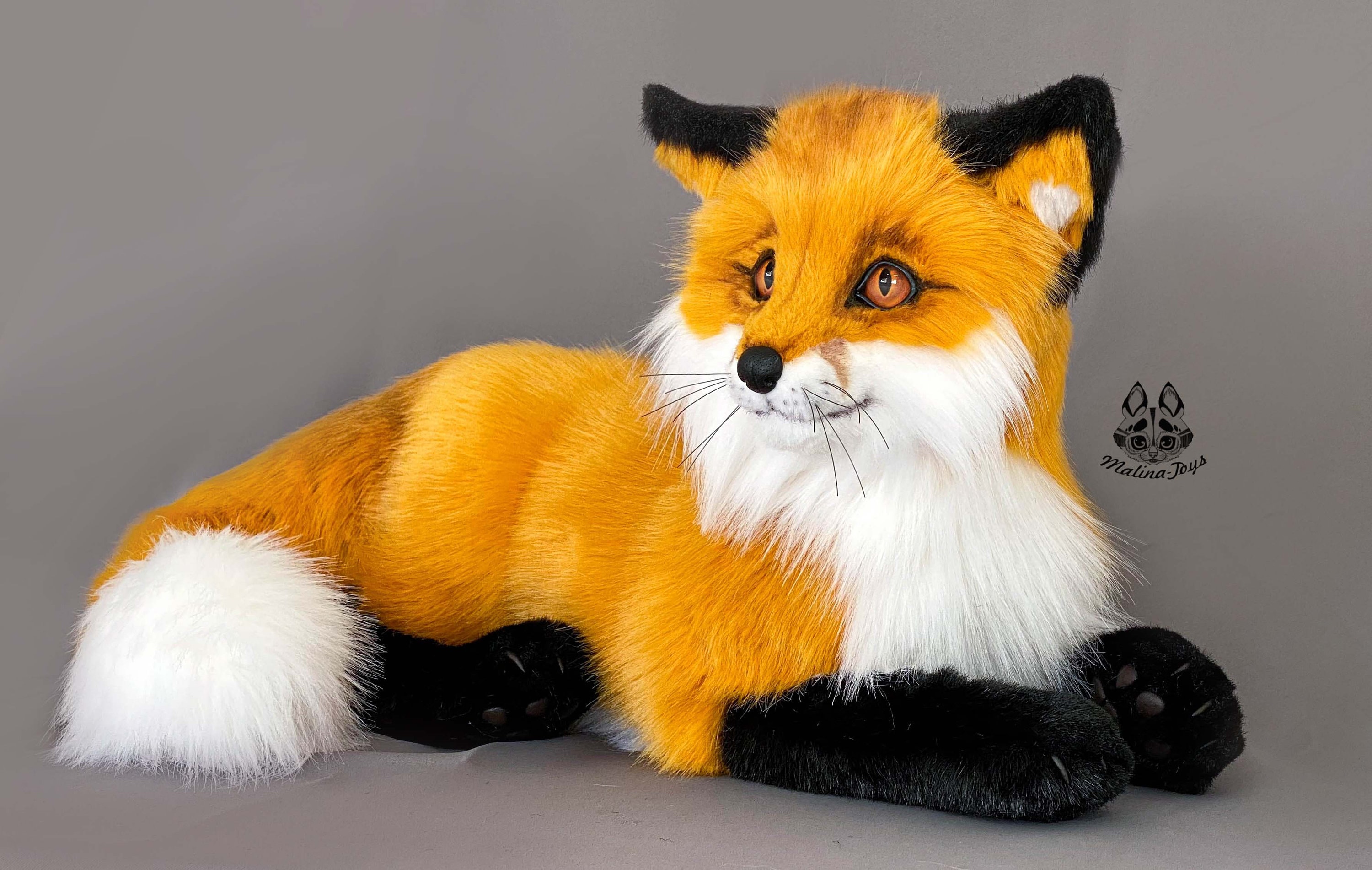 Stuffed Red Fox, OOAK Toy, Fully Movable Toy, Handmade Collectible ...