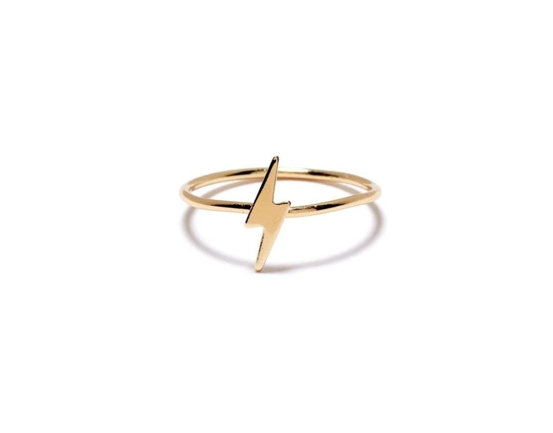 Lightning Bolt Ring, Stackable Ring, Minimalist Ring, Thin Gold Ring, Dainty Ring, Stacking Ring ...