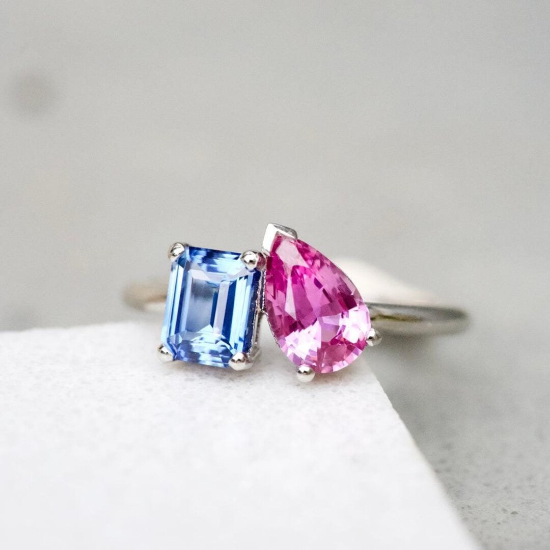 Toi Et Moi Ring Double Stone Engagement Ring 2 Stone Wedding Ring ...