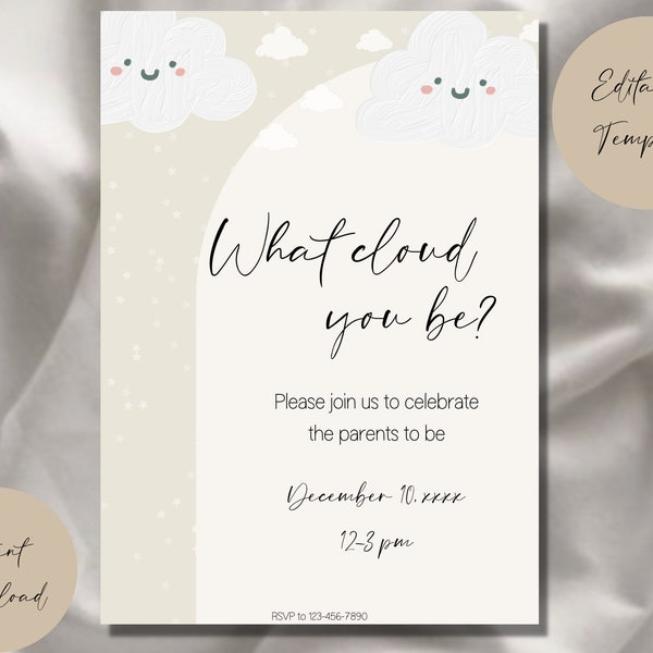 Cloud Gender Reveal Invitation - Etsy Singapore