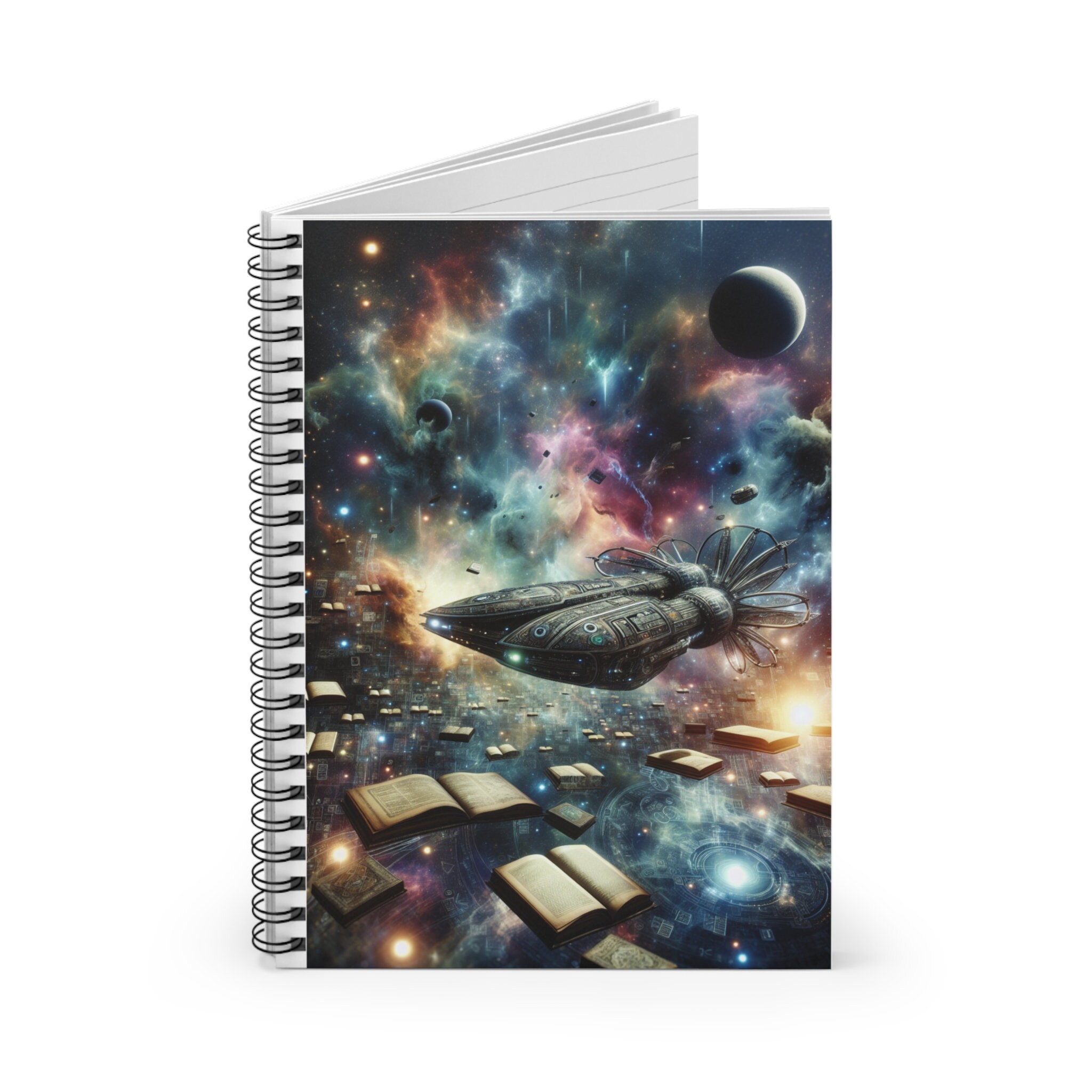 Space Star Cruiser Fantasy Scene Spiral Notebook Ruled Line Boy Girl ...