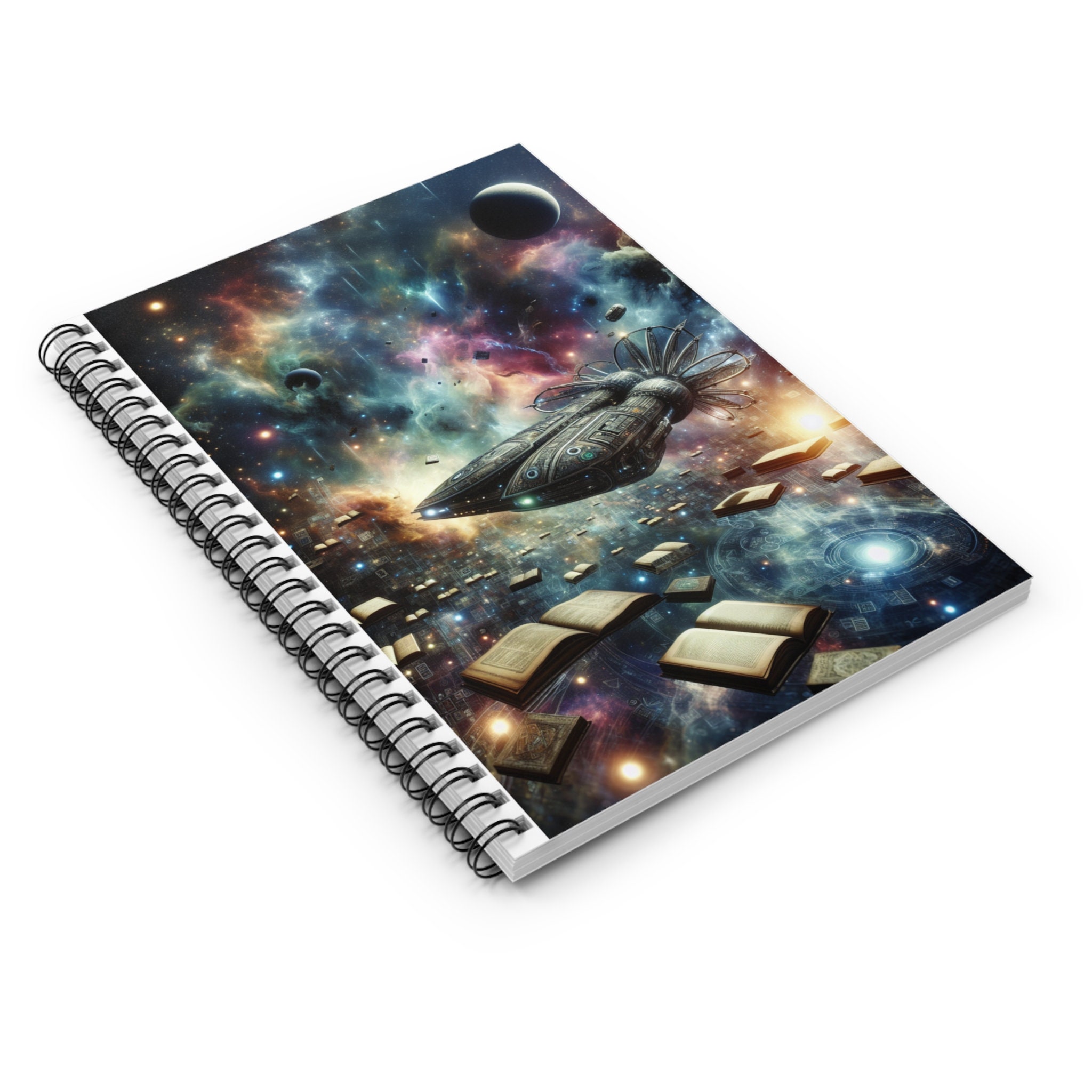 Space Star Cruiser Fantasy Scene Spiral Notebook Ruled Line Boy Girl ...