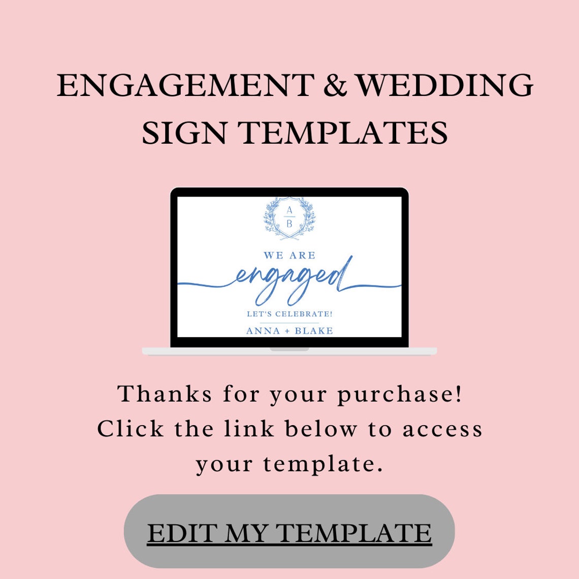 Blue Crest Vertical Engagement Party Sign | Blue | Engagement Party ...