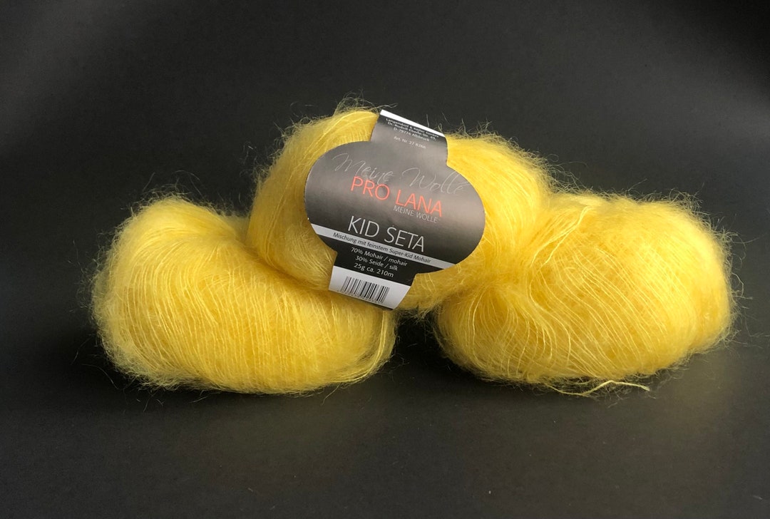 Mohair Silk Yarn, Luxury Thin Mohair, Yellow Mohair, Wool Yarn, Kid ...