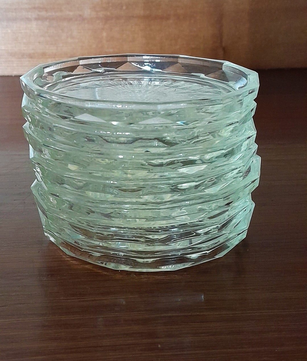 Set of 7 Cut Glass Coasters Bar/fine Dining/parties/dining Table Art ...