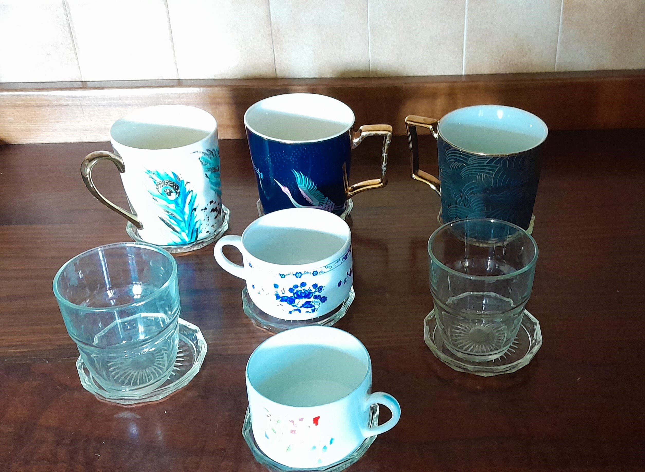 Set of 7 Cut Glass Coasters Bar/fine Dining/parties/dining Table Art ...