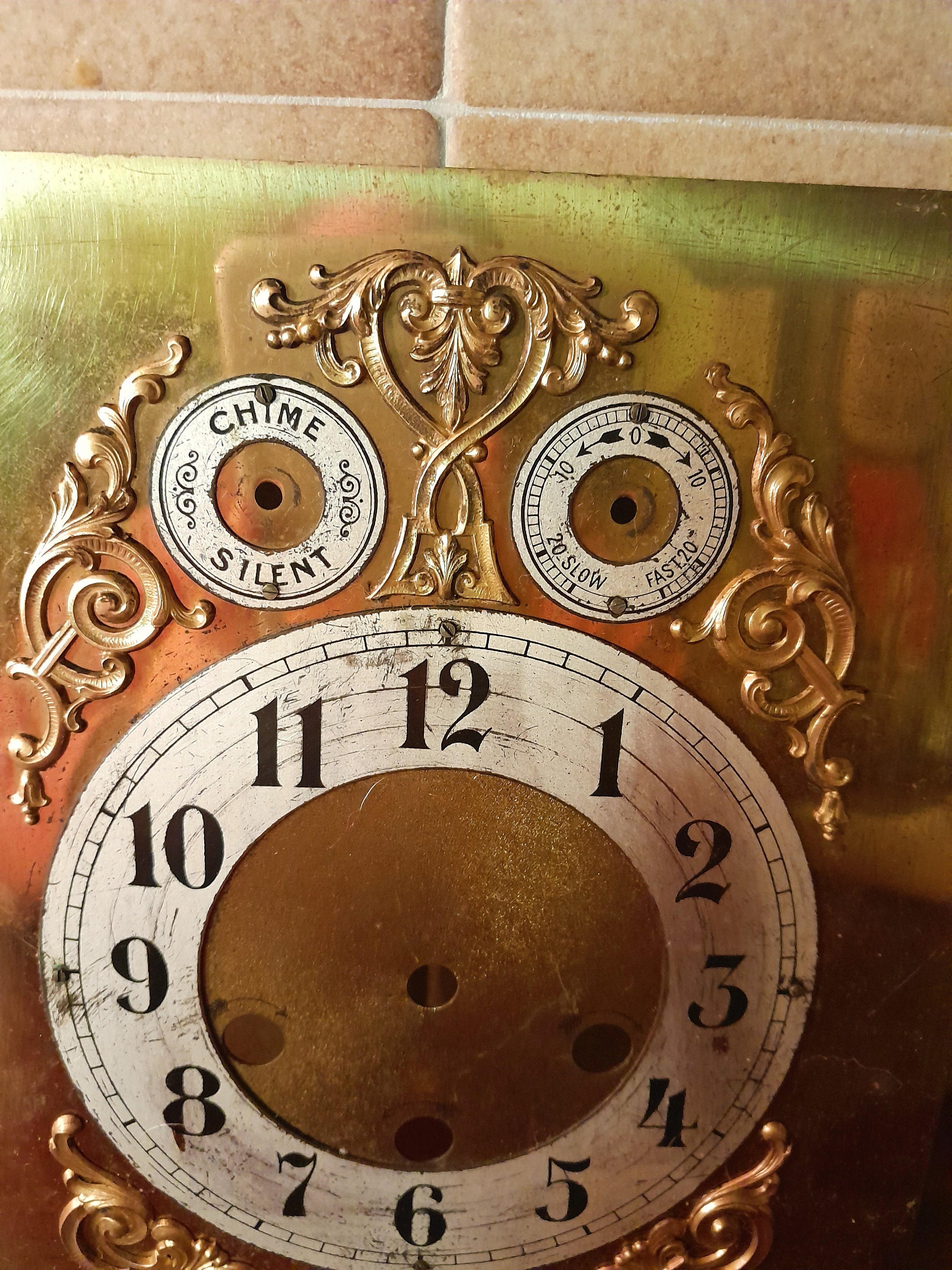 Ornate Brass Clock Face and Mount Plate, With 3 Dials for Time, Chime ...