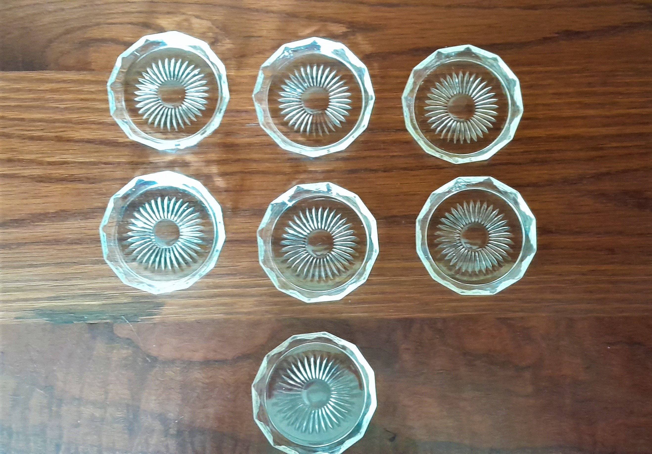 Set of 7 Cut Glass Coasters Bar/fine Dining/parties/dining Table Art ...