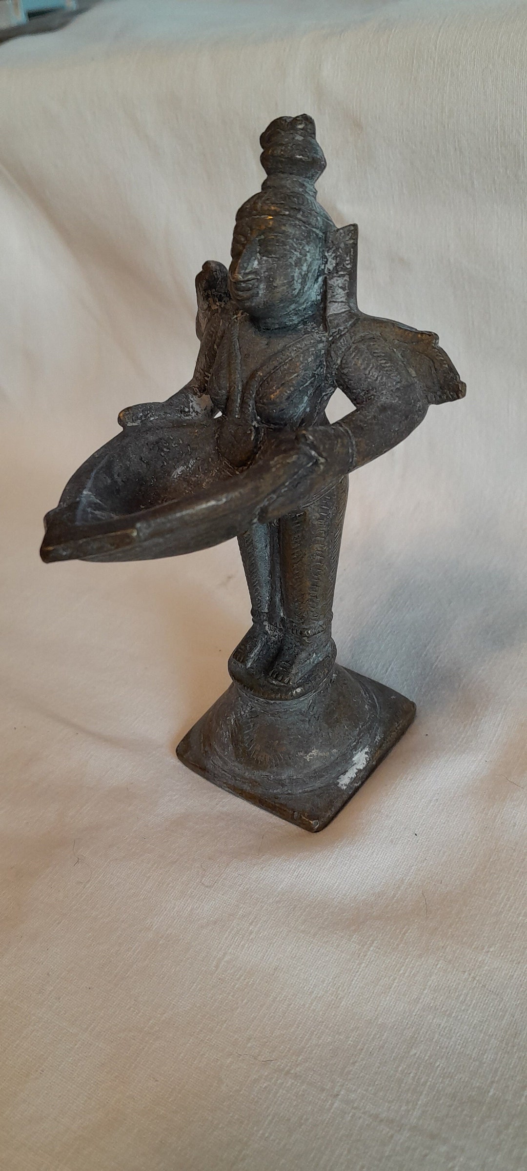 Antique God Vishnu Brass Statue Idol Oil Lamp - Etsy