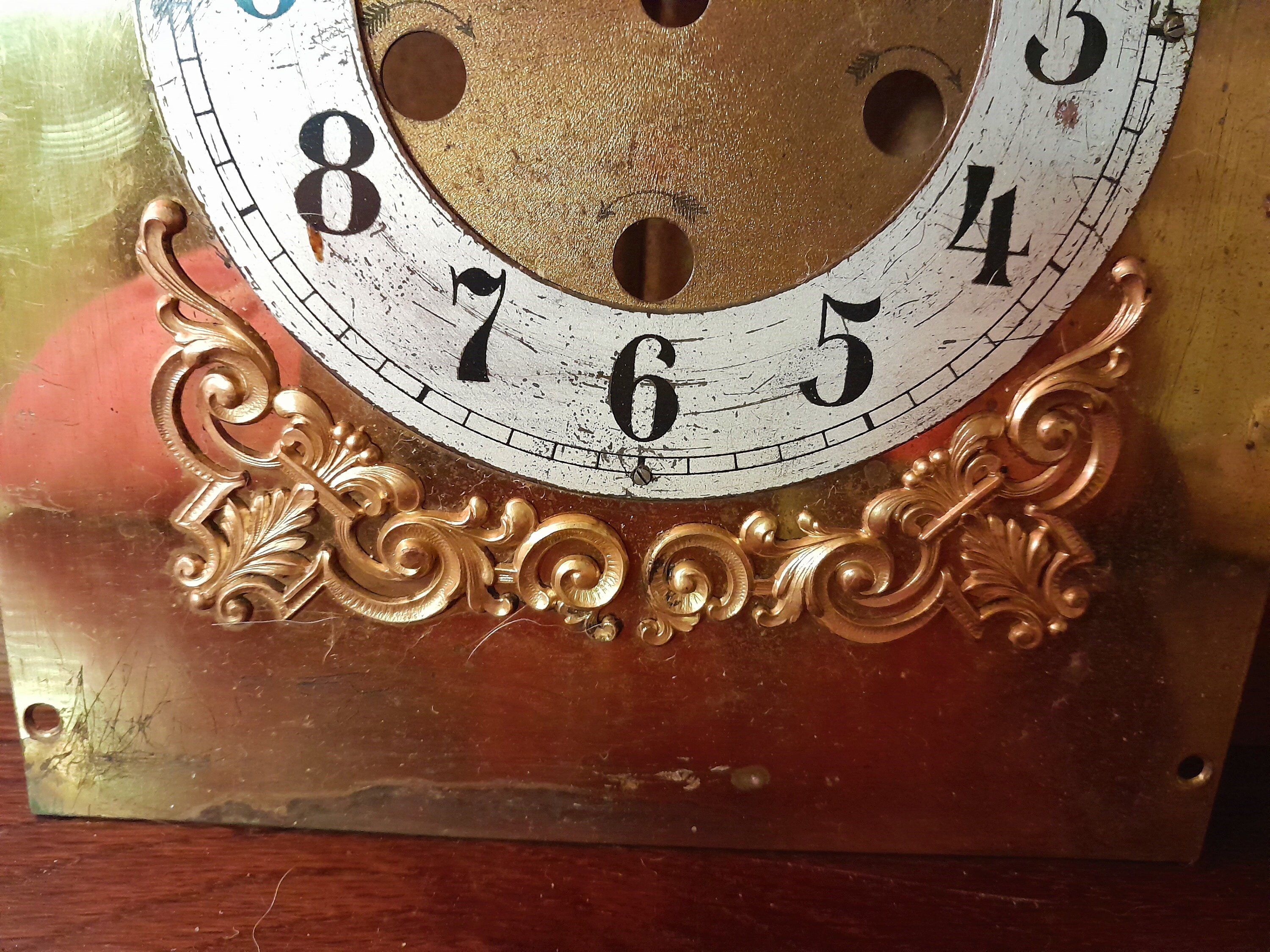 Ornate Brass Clock Face and Mount Plate, With 3 Dials for Time, Chime ...