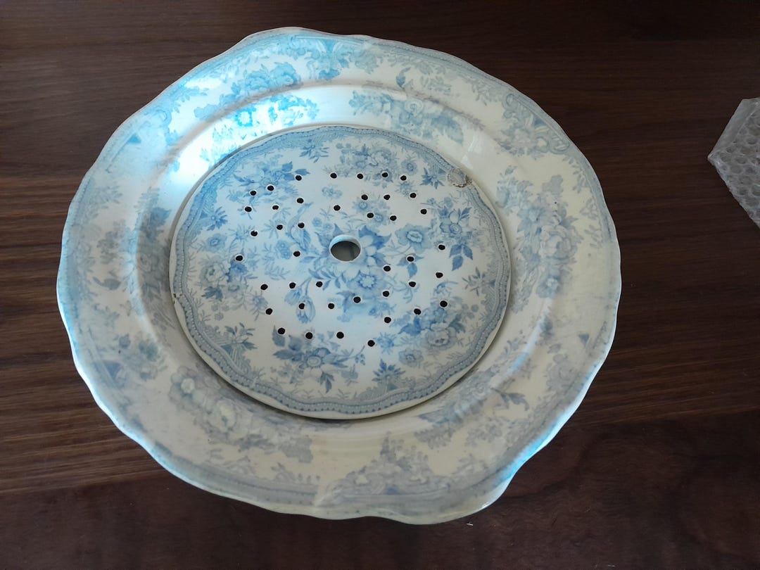 Antique Asiatic Pheasant Meat Drainer Dish: C&E Light Blue Design ...
