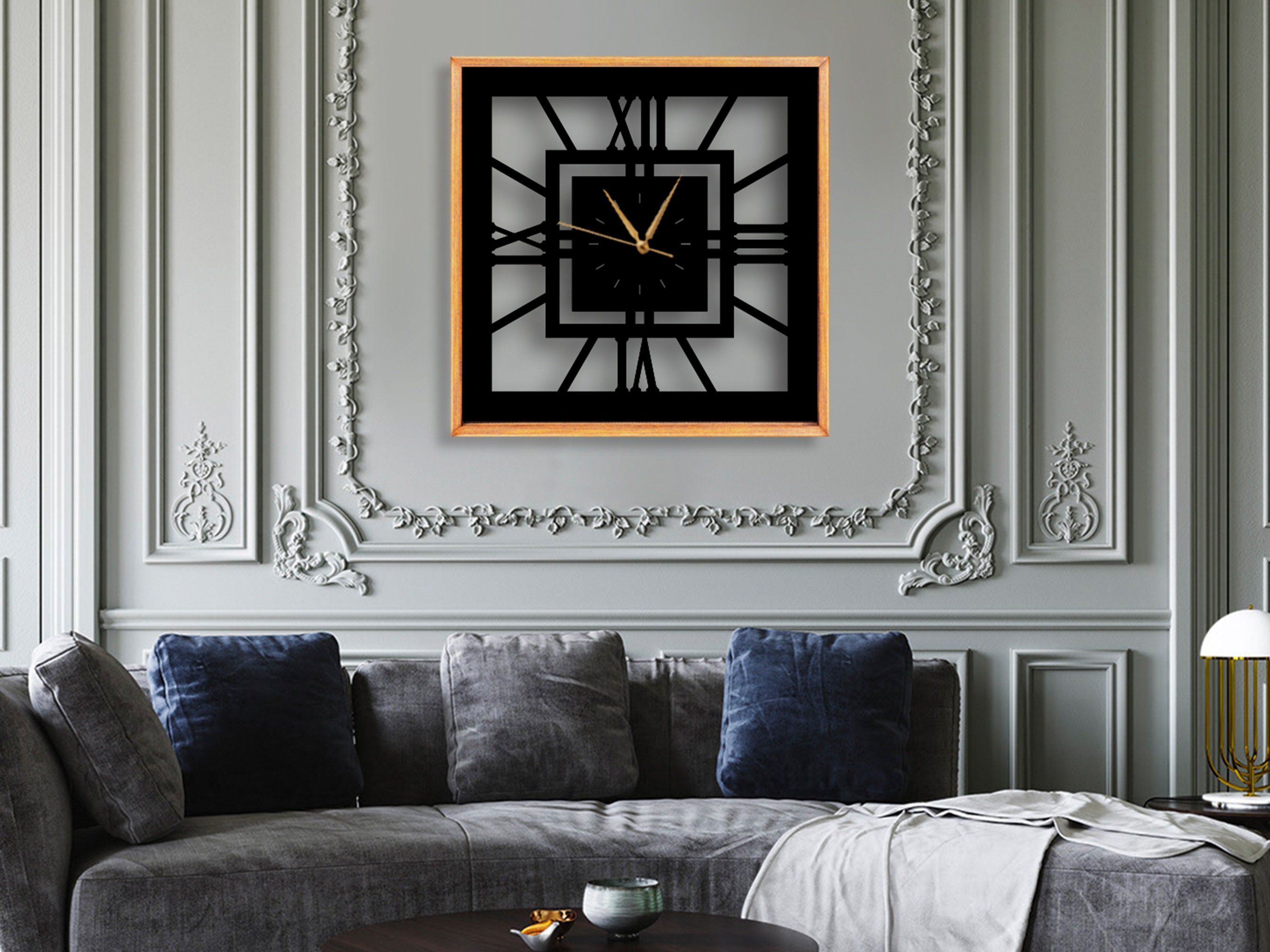 Square Roman Numeral Wooden Wall Clock Wall Clocks Wall - Etsy