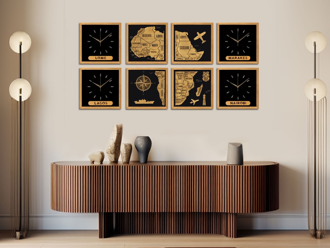 Africa Map, Personalized Clock Large Map, Large Clock, Wall Art, Wooden ...