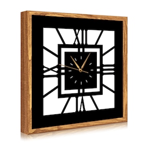 Square Roman Numeral Wooden Wall Clock Wall Clocks Wall - Etsy