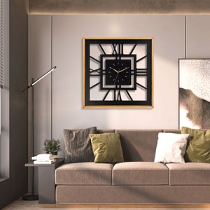 Square Roman Numeral Wooden Wall Clock Wall Clocks Wall Decor Home ...