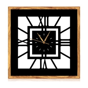 Square Roman Numeral Wooden Wall Clock Wall Clocks Wall - Etsy