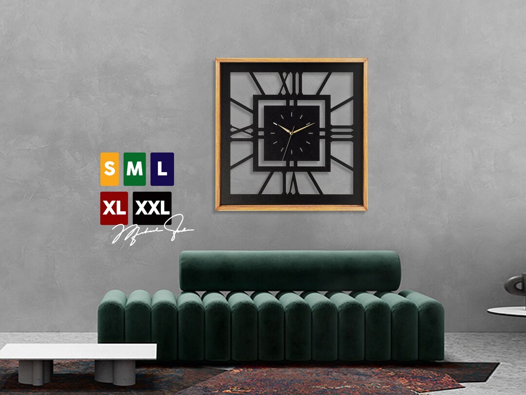 Square Roman Numeral Wooden Wall Clock Wall Clocks Wall Decor Home ...