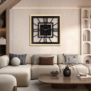 Square Roman Numeral Wooden Wall Clock Wall Clocks Wall Decor Home ...