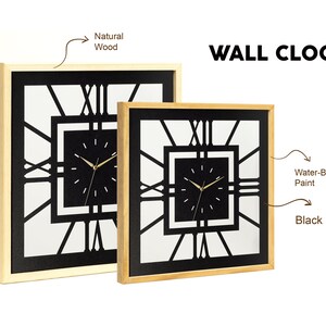 Square Roman Numeral Wooden Wall Clock Wall Clocks Wall Decor Home ...
