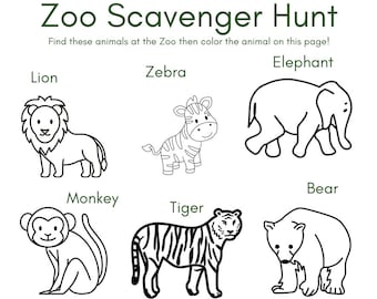Zoo Scavenger Hunt| Printable Scavenger Hunt| Zoo Activities| Kids ...