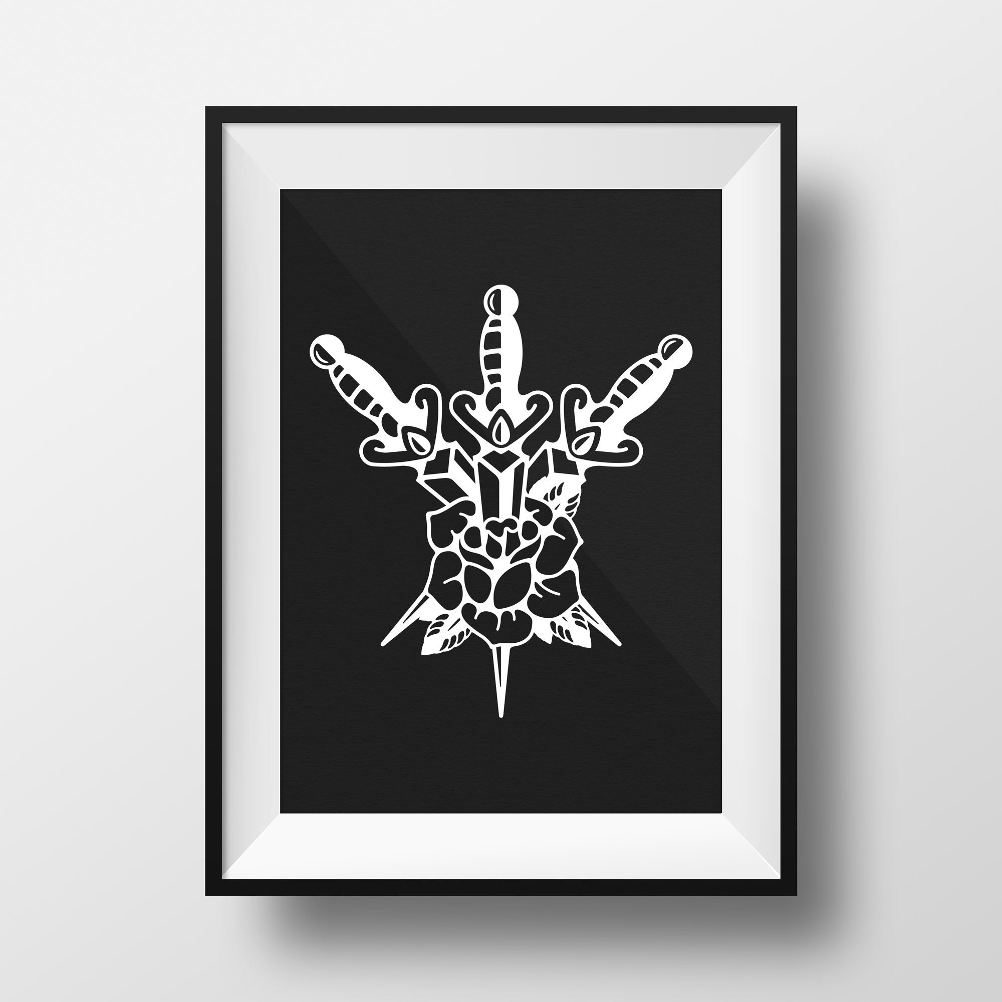 Tattoo Flash Daggers in Rose PNG SVG Flash Art Daggers - Etsy