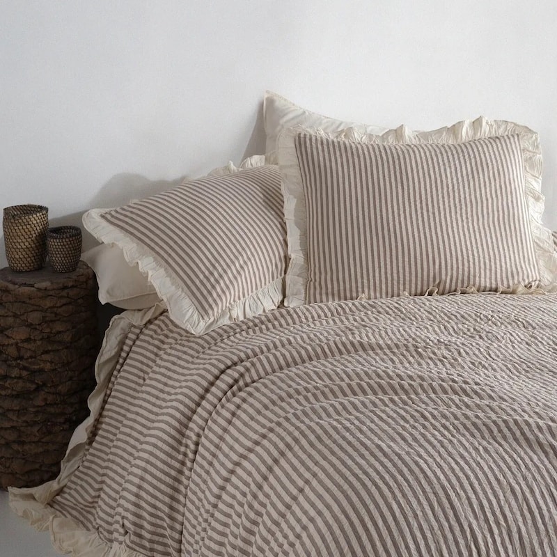 Striped Ruffle Bedding Set - Etsy