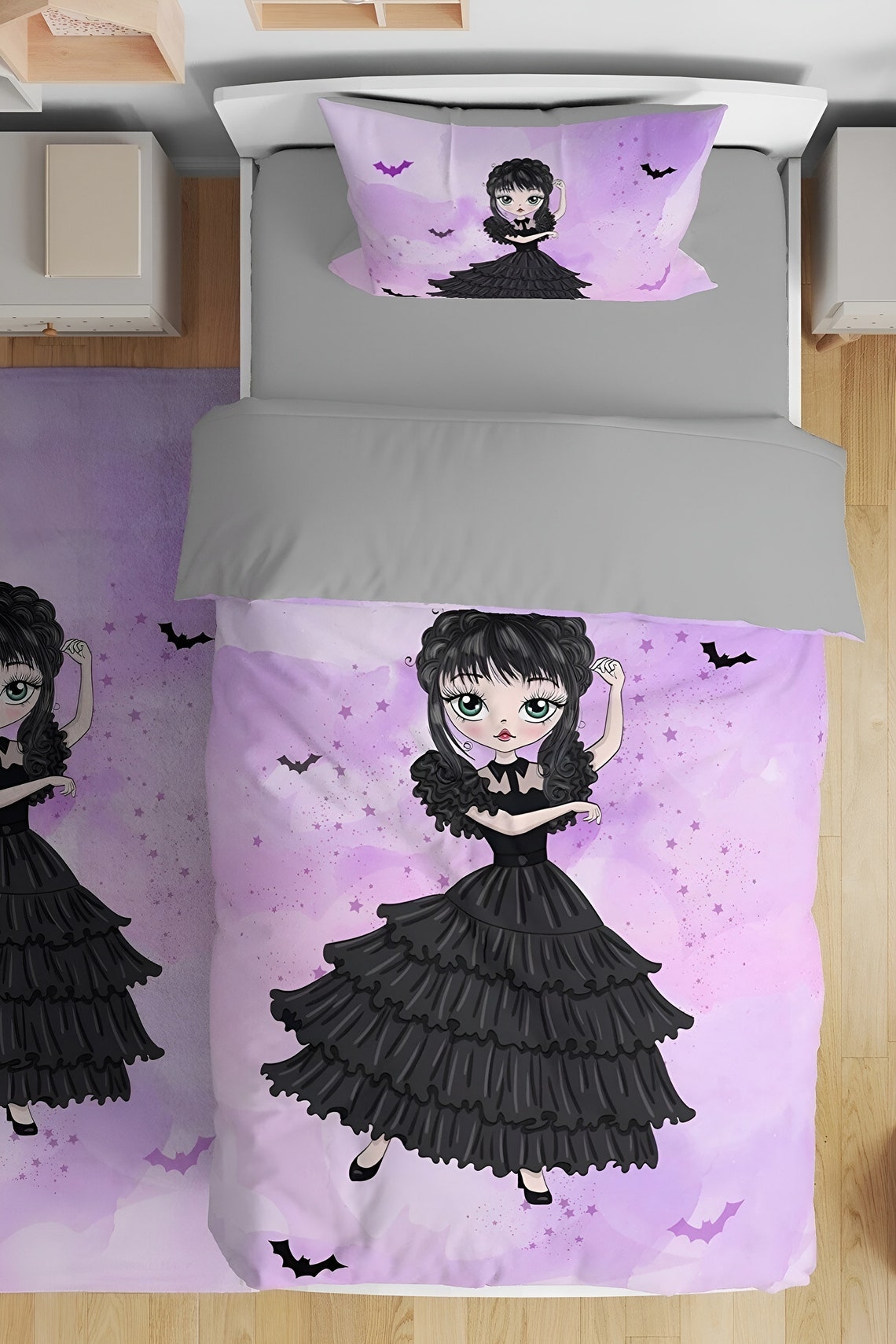 Wednesdays Room Gothic Kids Bedding Set, Addams Family Bedding Set ...