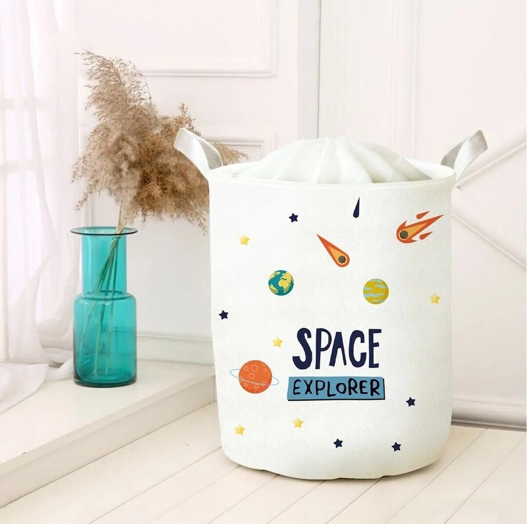 Toy Basket Bin Planets and Stars Space Galaxy Baby Toddler Boy Girl ...