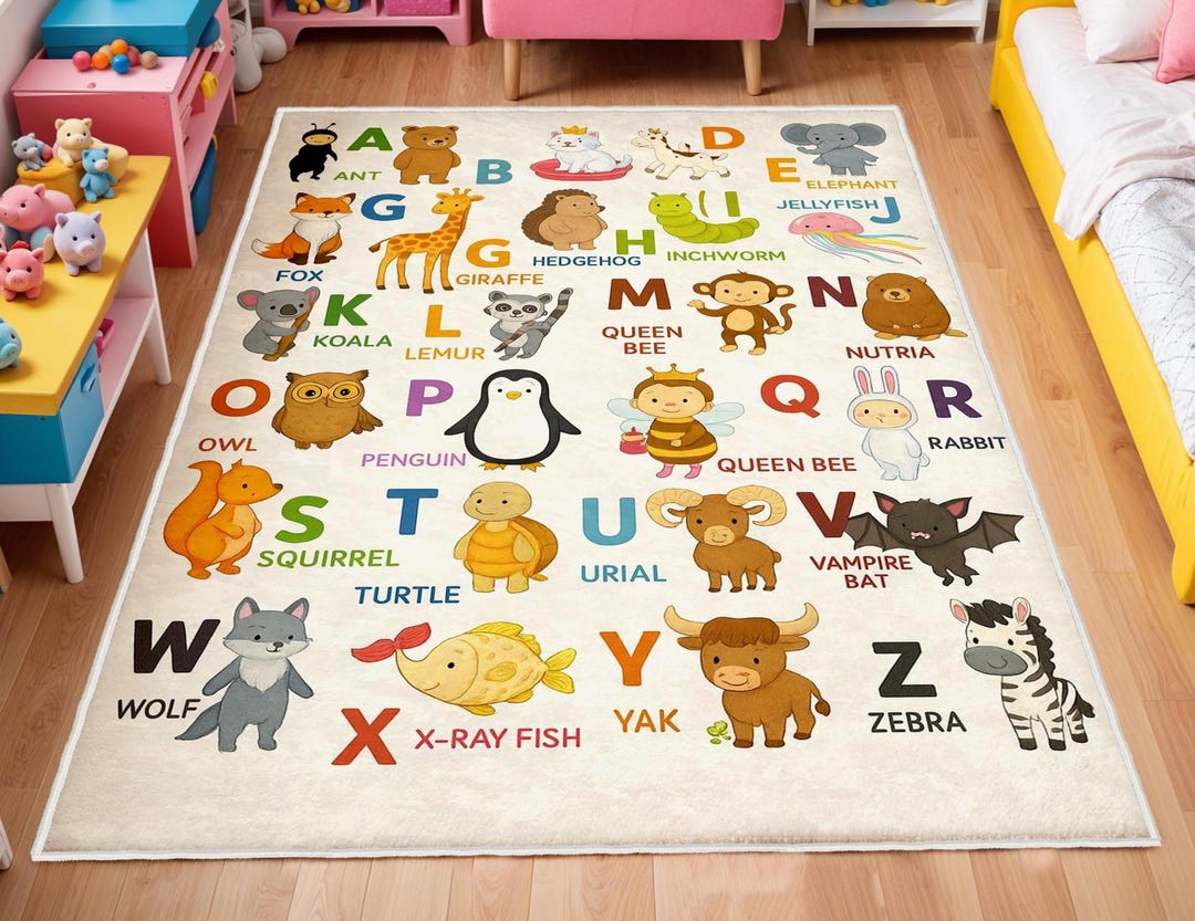 Alphabets Animal Theme Baby Room Rug, Kids Room Carpets, Animal ...