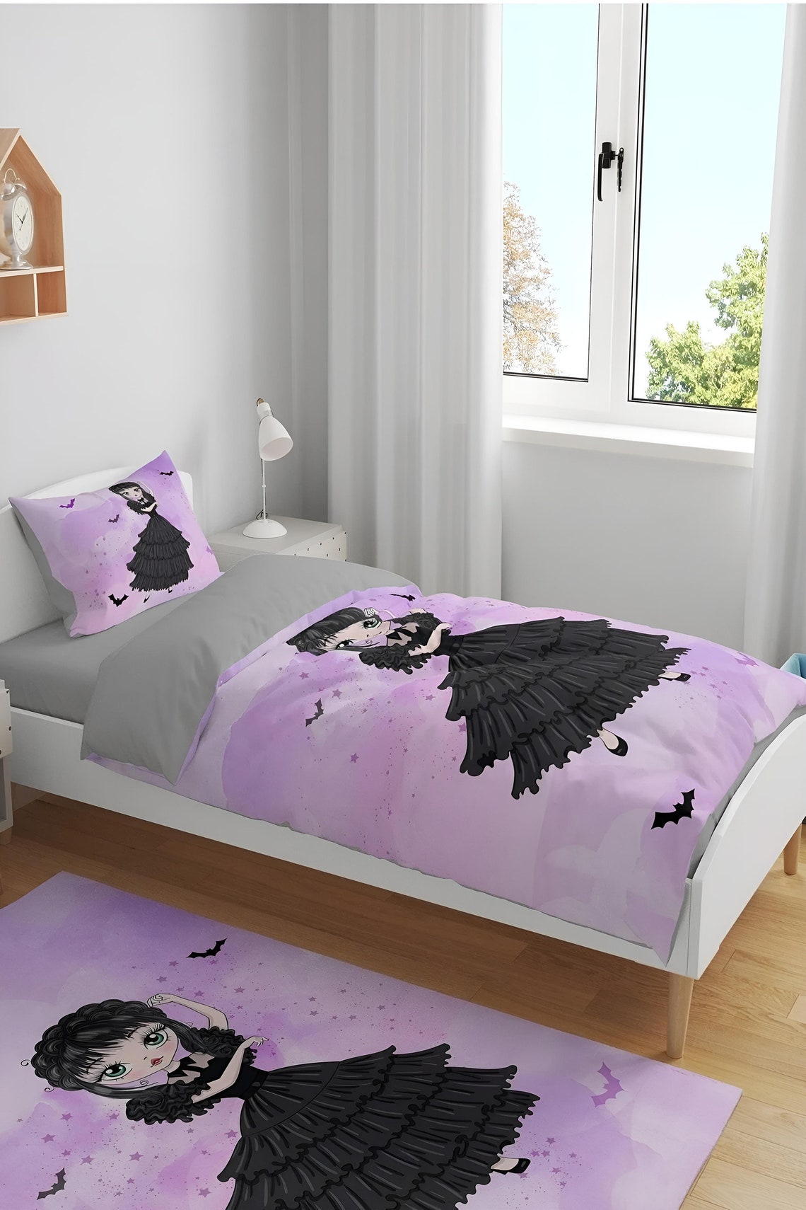 Wednesdays Room Gothic Kids Bedding Set, Addams Family Bedding Set ...