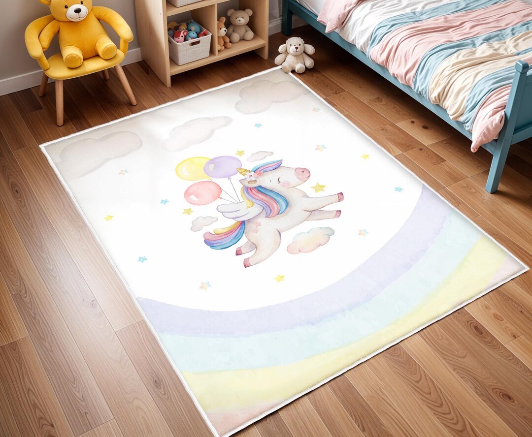 Cute Unicorn Kids Room Rug, Best Girls Rugs, Unique Kid's Carpets ...