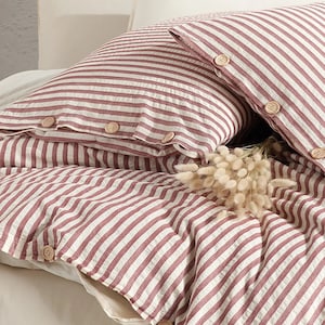 Cherry Stripes Bedding Set,modern Striped Comforter and Sheet Set ...