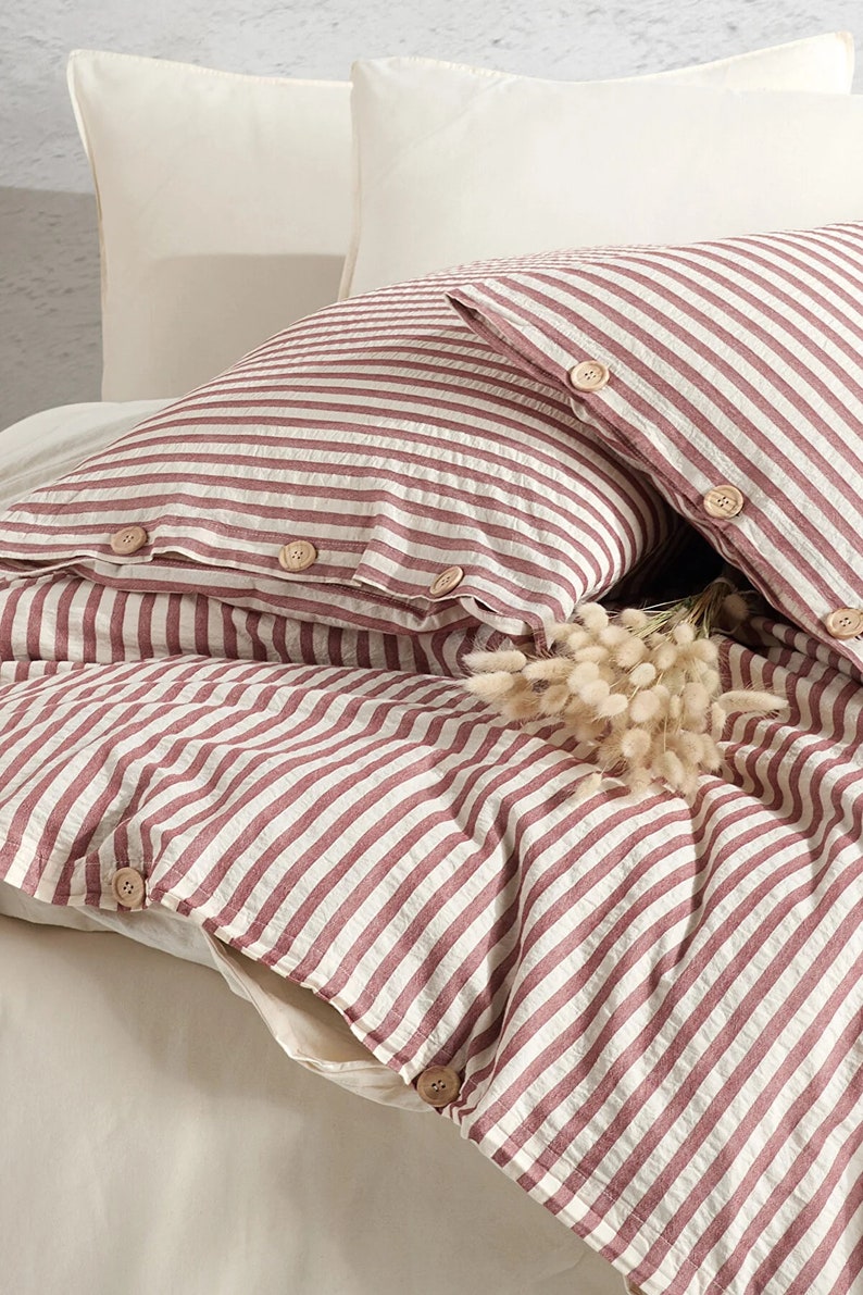 Cherry Stripes Bedding Set,modern Striped Comforter and Sheet Set ...