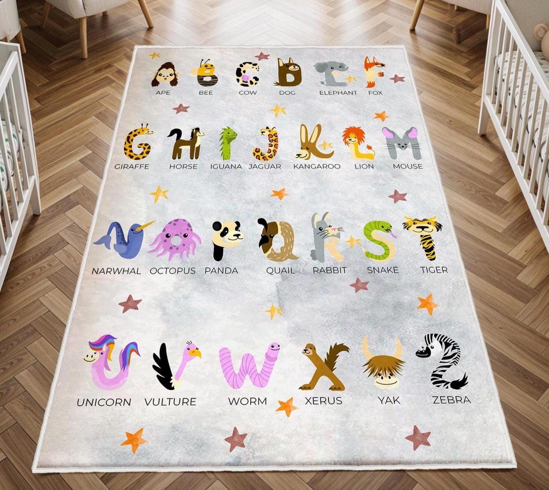 Alphabets Animal Theme Kids Room Carpets, Animal Alphabet Rug ...