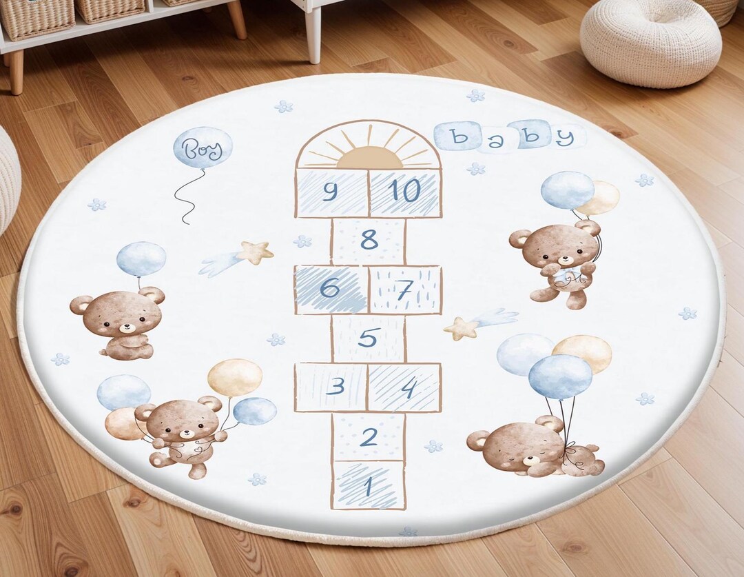 Hopscotch Teddy Bear Kids Play Mat, Learning Number Kids Mat, Nursery ...